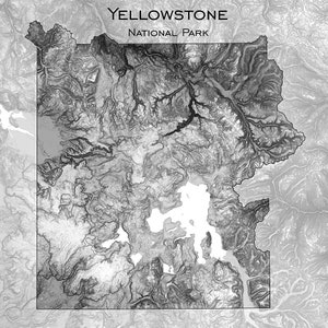 Yellowstone Topographic Map Print | Yellowstone National Park Map Art ...