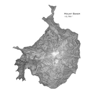 Mt Baker Topo Map Wall Art | Mount Baker Map Print, Washington ...