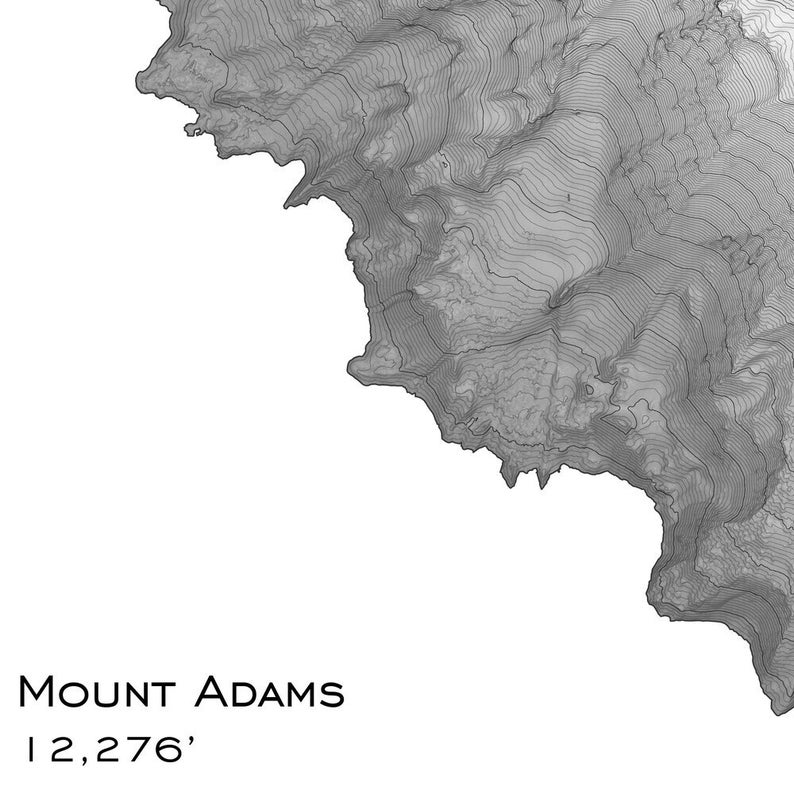 Mt Adams Topographic Map Artwork Mount Adams Art Print | Etsy
