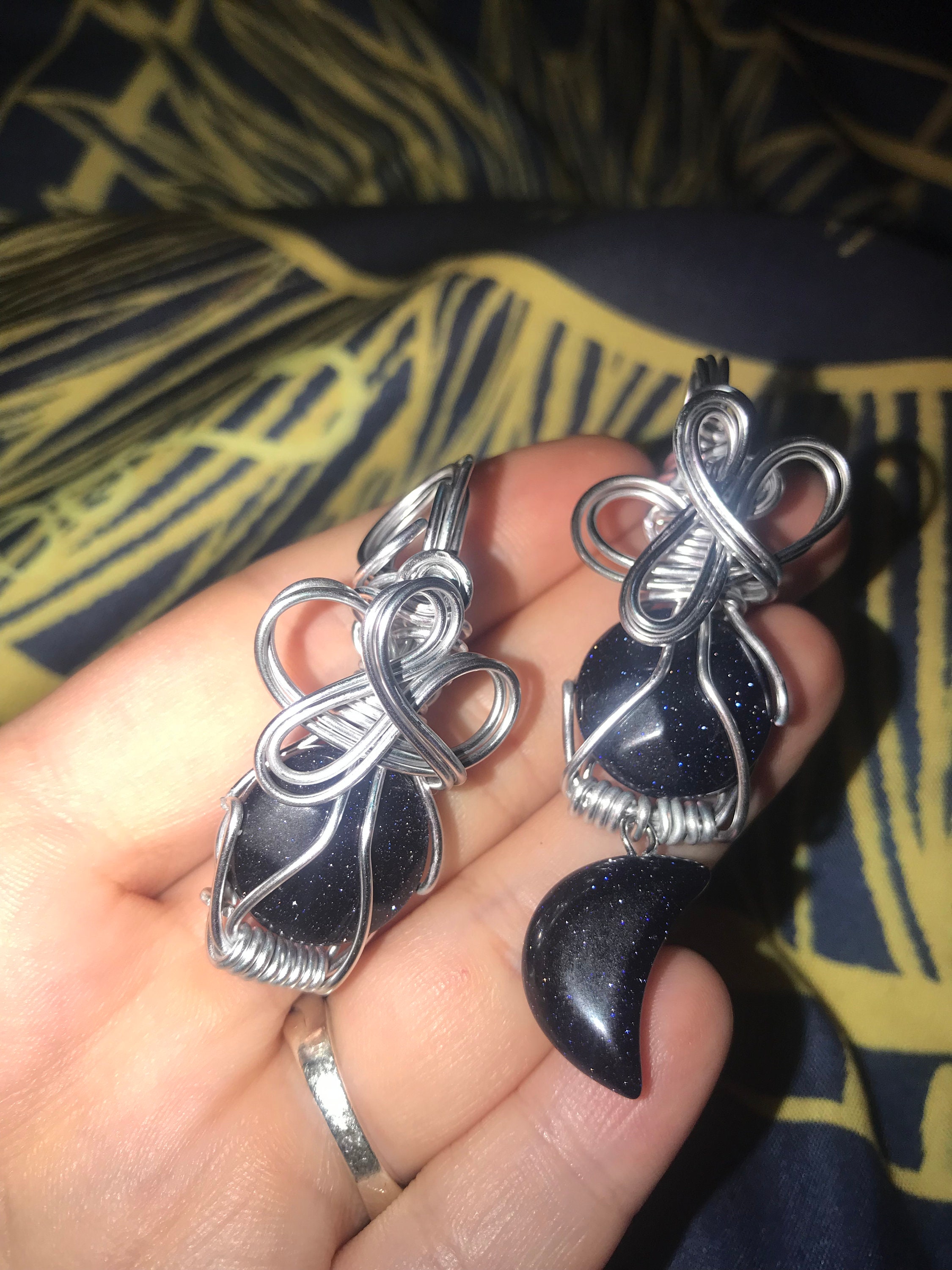 Sandstone Necklace, Blue Sandstone Pendant, Wire Wrapped Crystal ...