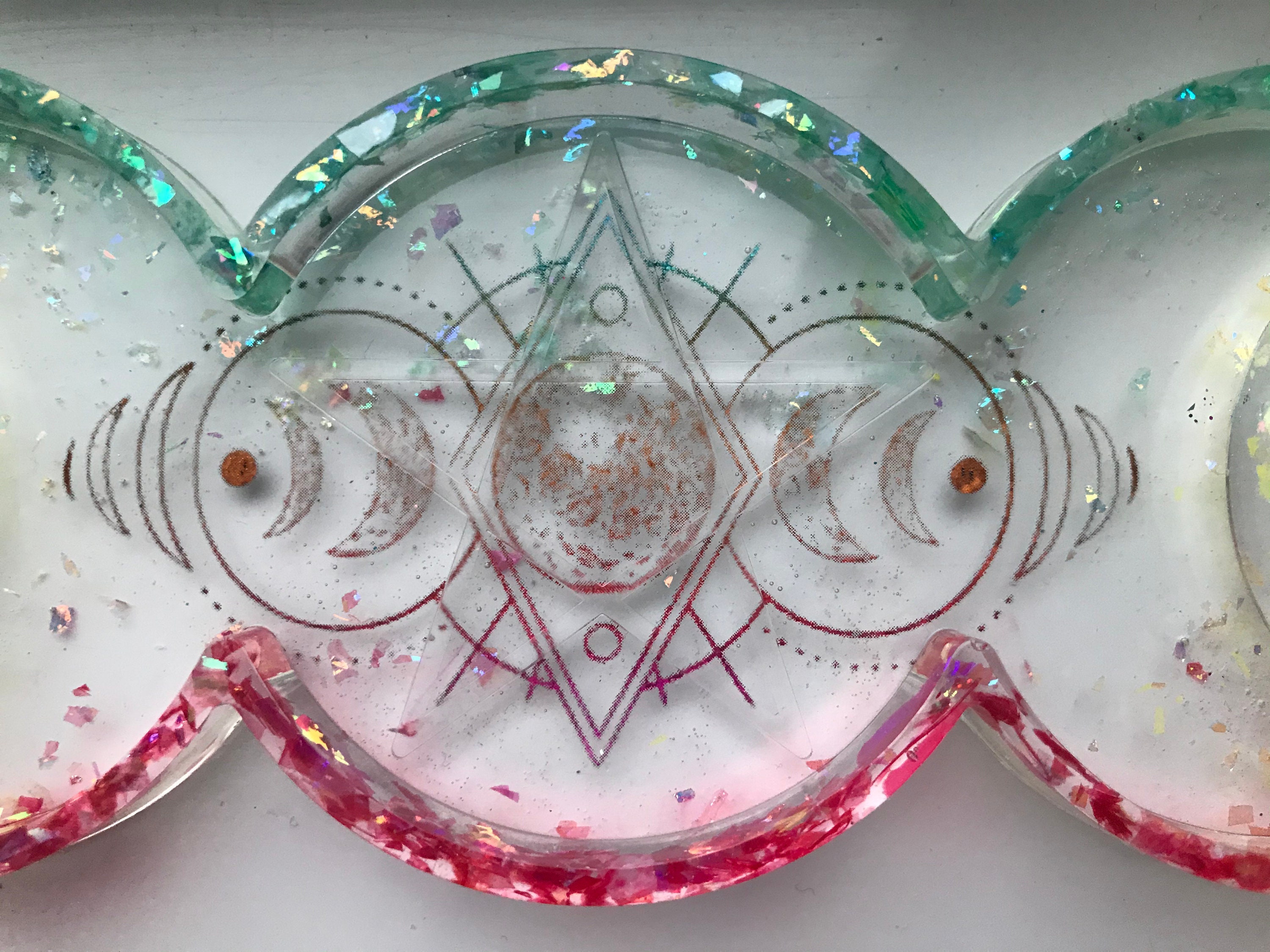 Triple moon tray triple moon resin tray pentagram tray moon | Etsy