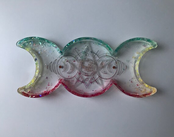 Triple Moon Tray Triple Moon Resin Tray Pentagram Tray Moon | Etsy