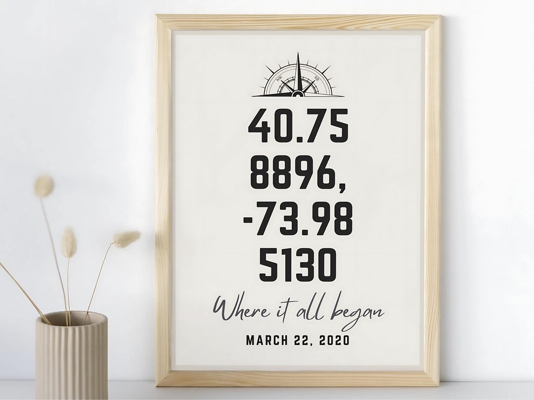 Personalized Coordinates Print – Custom Wedding Gift, Where We Met Art ...