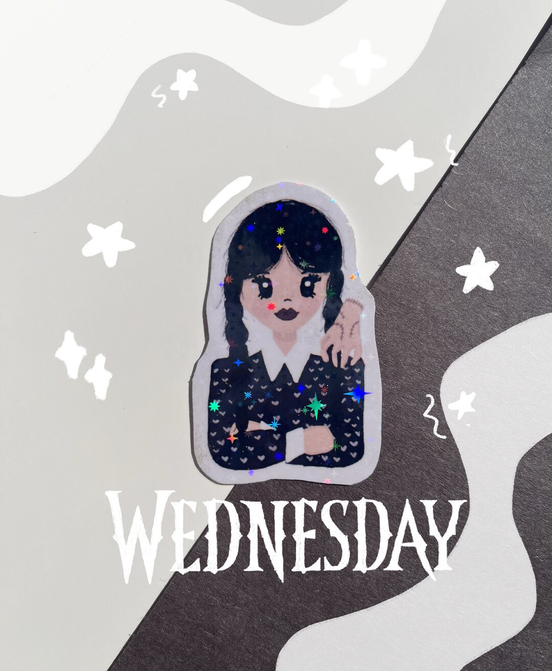 Wednesday Addams Holographic Star Sticker Waterproof Sticker the Addams ...