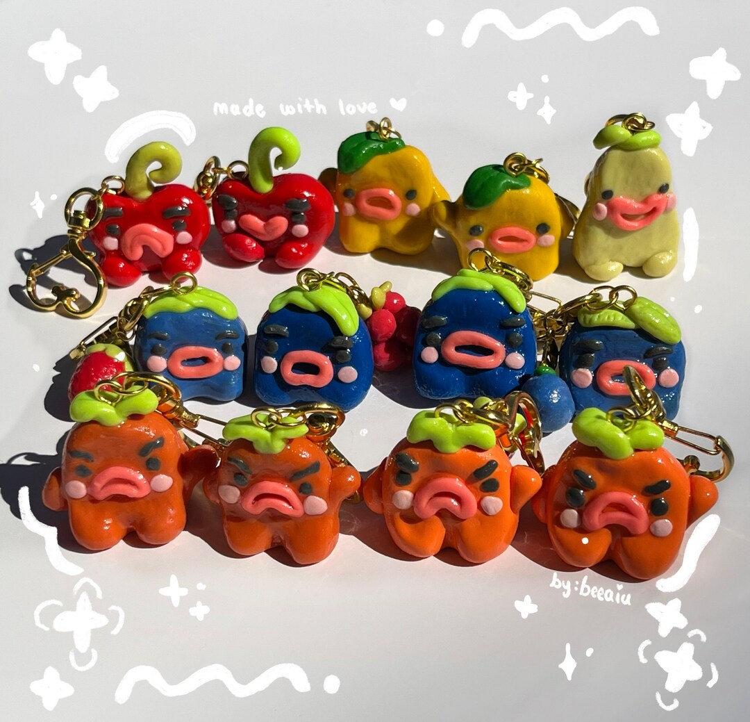 Vegetable & Fruit Polymer Clay Charm Keychains - Etsy