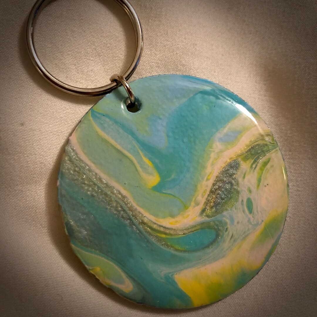 Fluid Art Keychain, Acrylic Skin Keychain, Painted Keychain, Acrylic ...