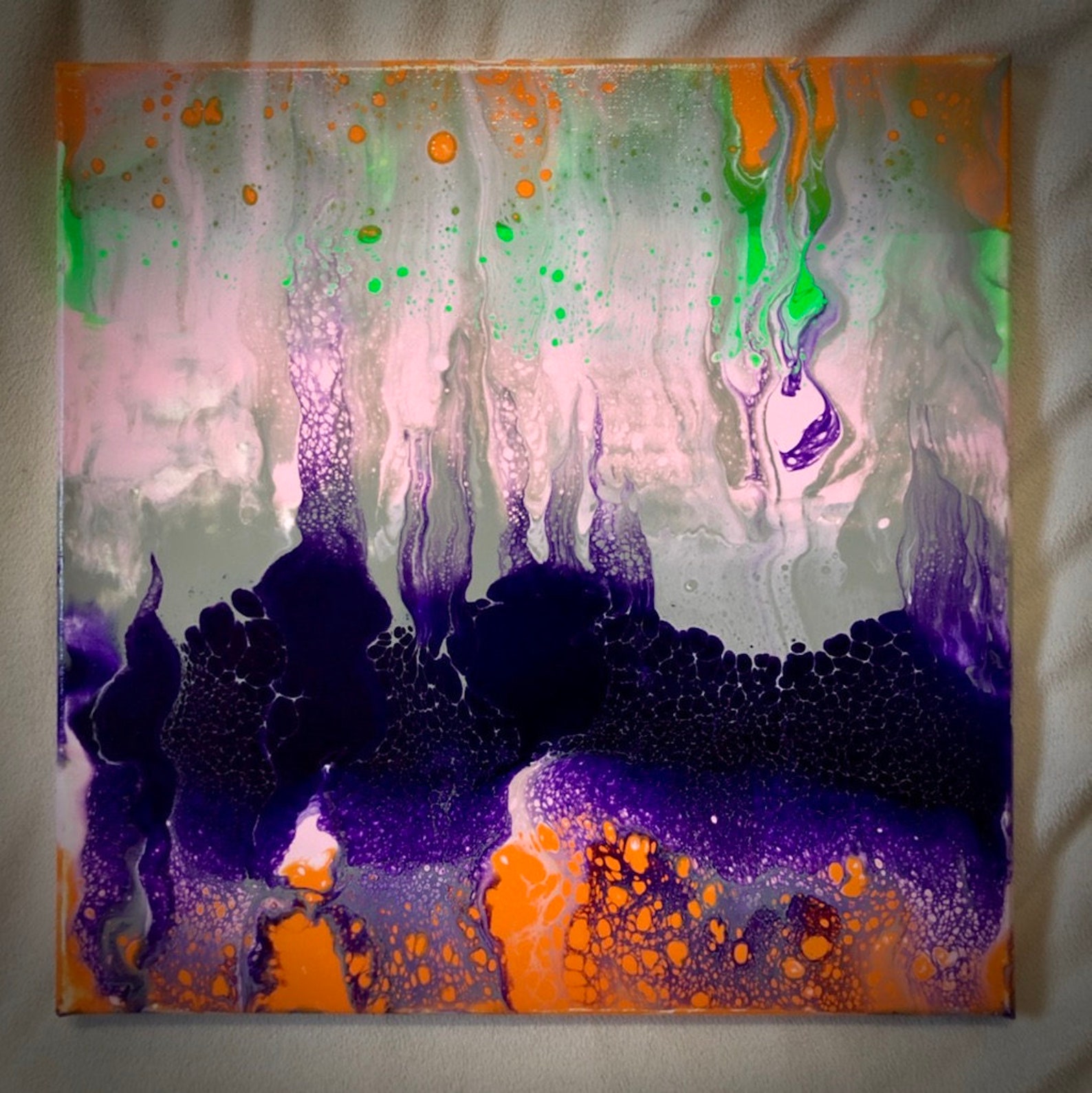 LAVA LAMP, Painted Abstract Art, 14"x14" Canvas Painting, Fluid Art ...