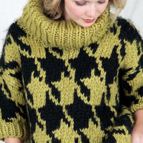 KNITTING PATTERN Houndstooth Sweater Women/chunky Knit | Etsy