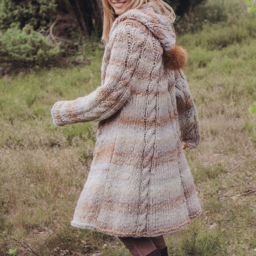 Cable Jacket Coat KNITTING PATTERN Women/cardigan Knit Vintage - Etsy