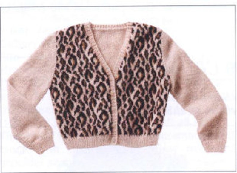 PDF KNITTING PATTERN Leopard Print Cardigan Women/Vintage Knit | Etsy