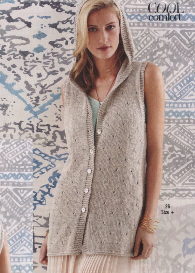 Hooded Top Jacket KNITTING PATTERN Dk Yarn/lace Hoodie Vintage Knit ...