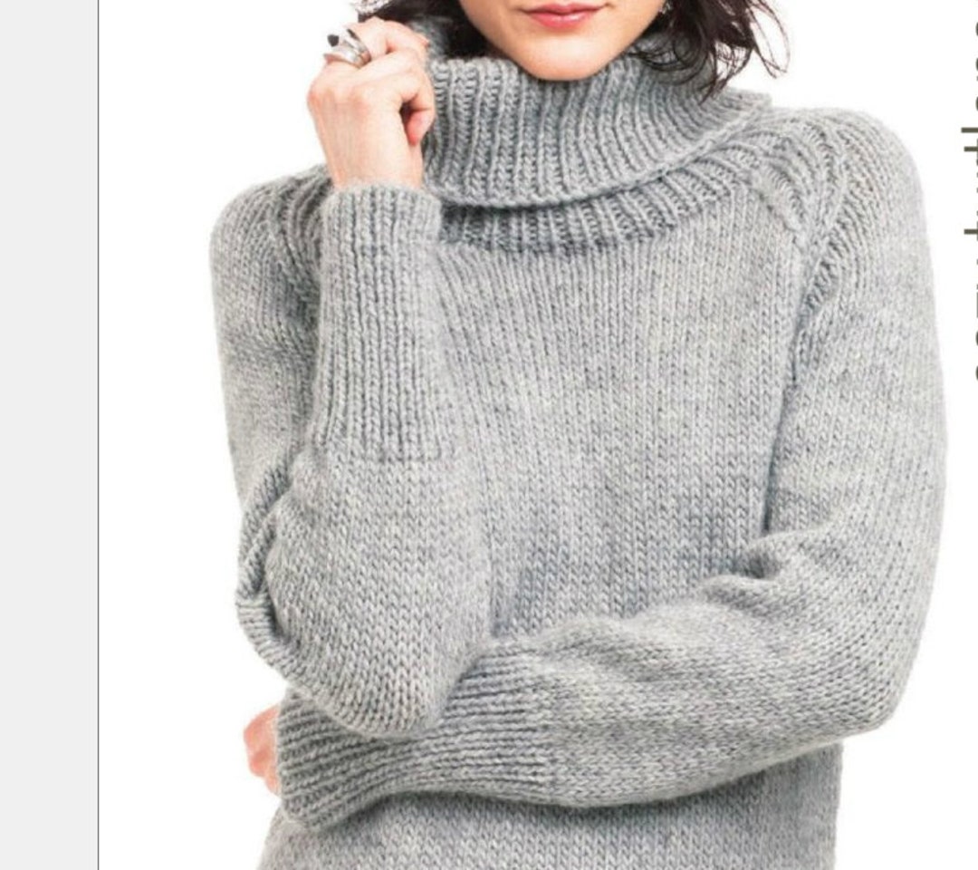 PDF KNITTING PATTERN Easy Turtleneck Sweater, Chunky Yarn/easy Beginner Sweater Vintage Knit ...