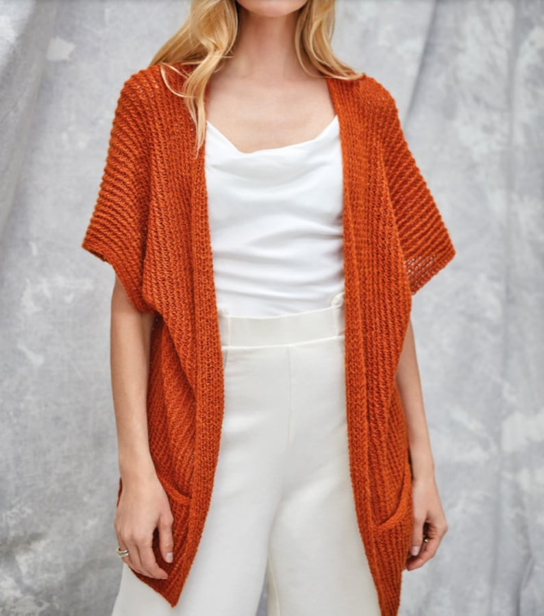 KNITTING PATTERN ⨯ Summer Jacket Pattern, Beach Coverup Vest Top ...