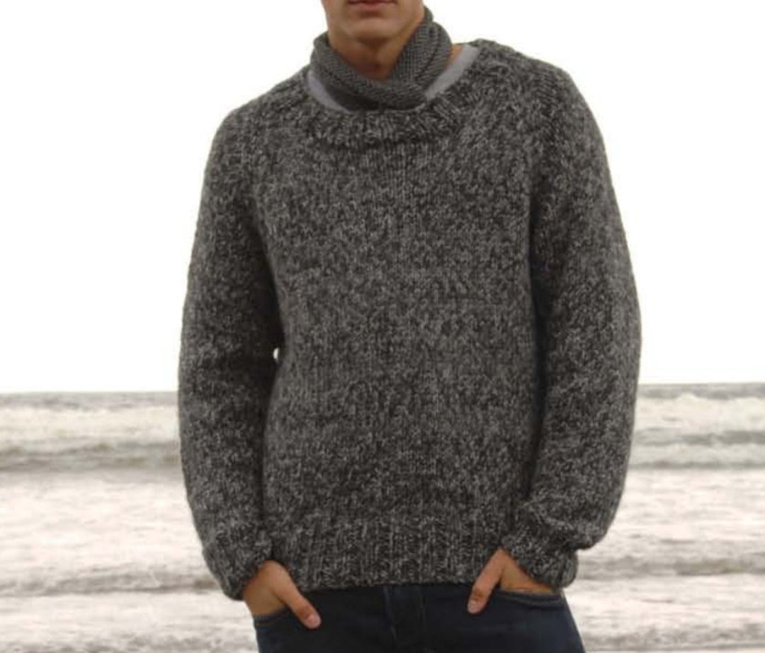 PDF KNITTING PATTERN Men's Sweater Easy Beginner -- Chunky Yarn Men's ...