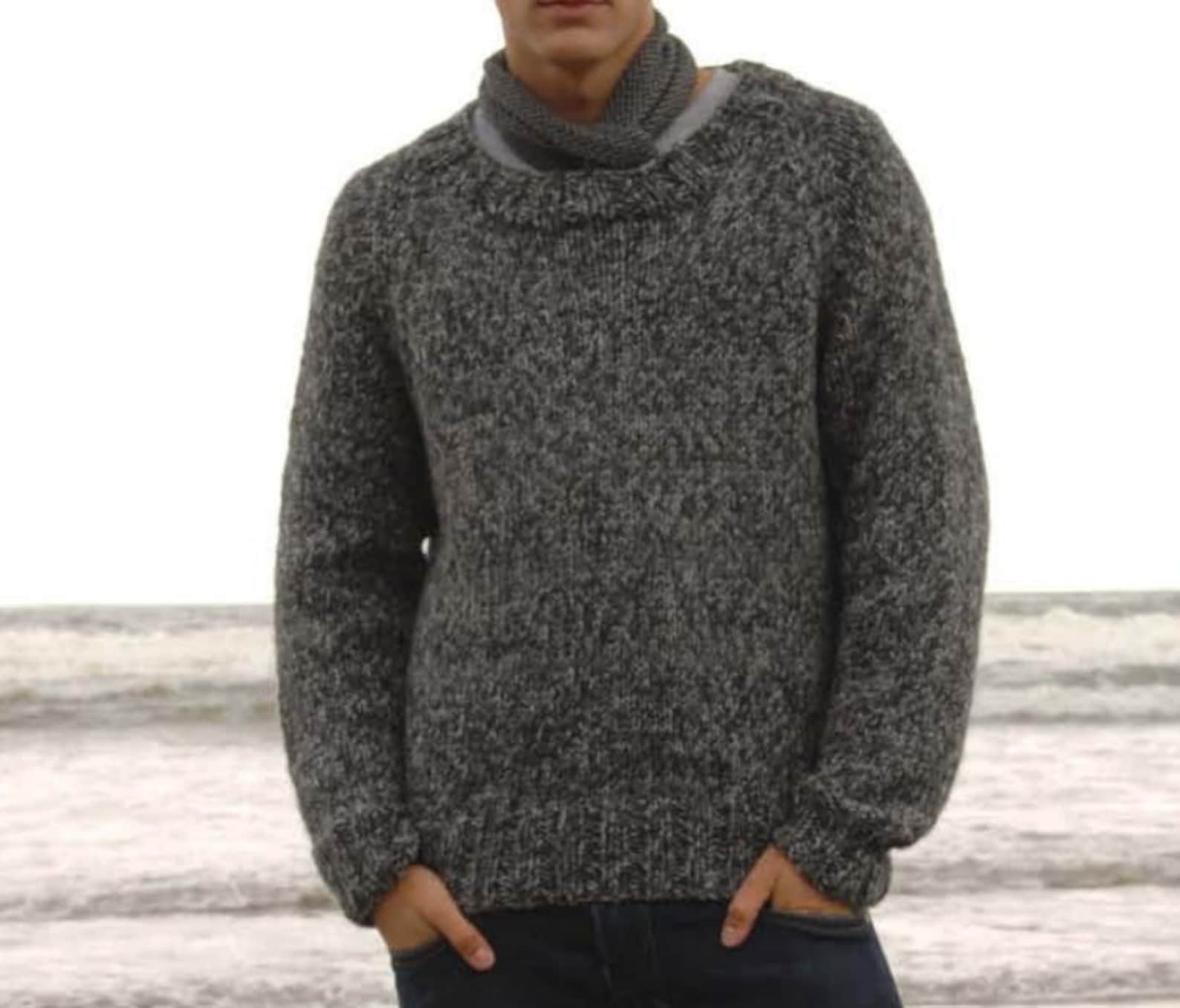 Men's Sweater KNITTING PATTERN Easy Men's Sweater Beginner -- Chunky ...