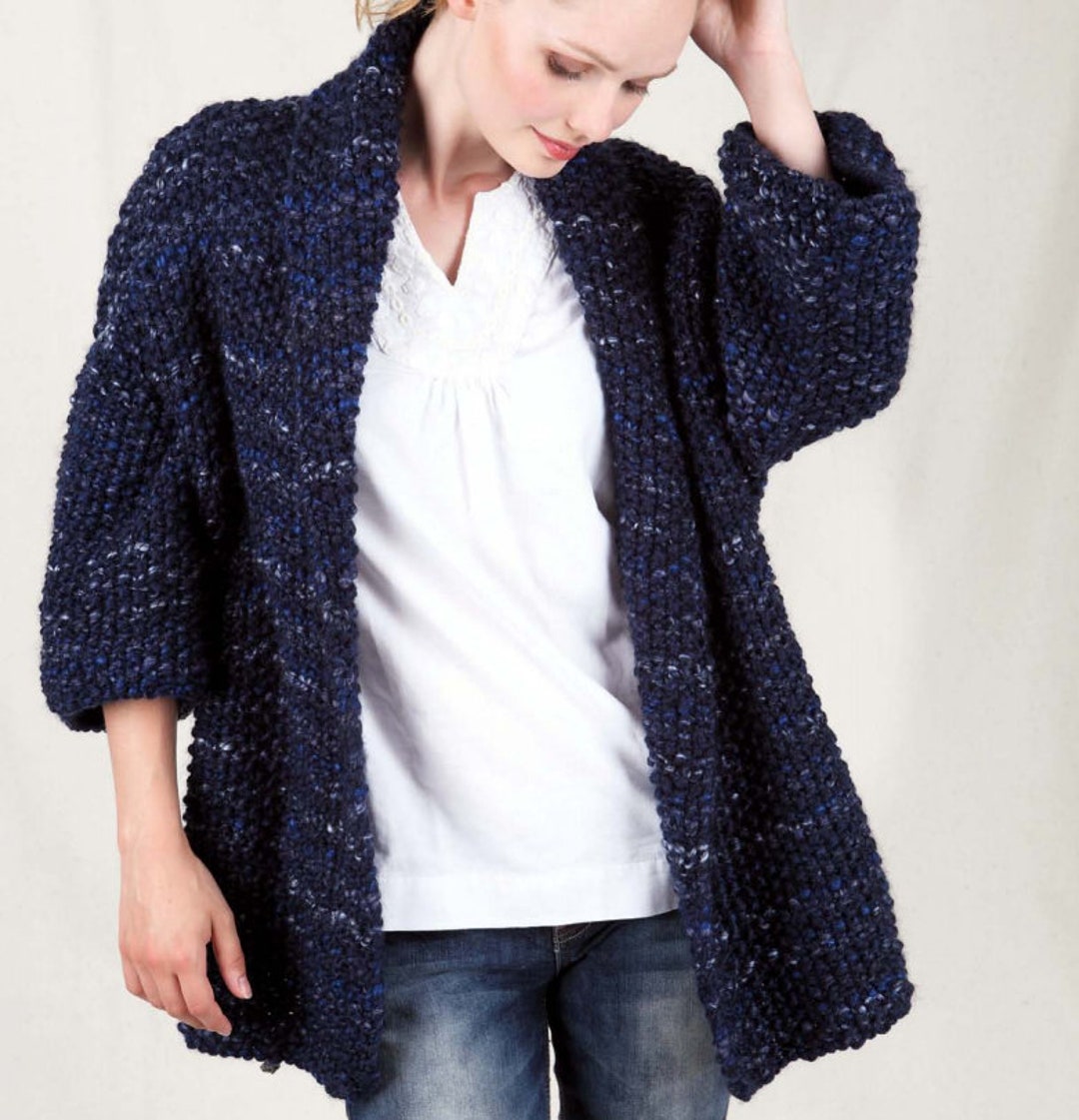 Easy Jacket KNITTING PATTERN Coat/super Chunky Yarn Jacket Cardigan ...