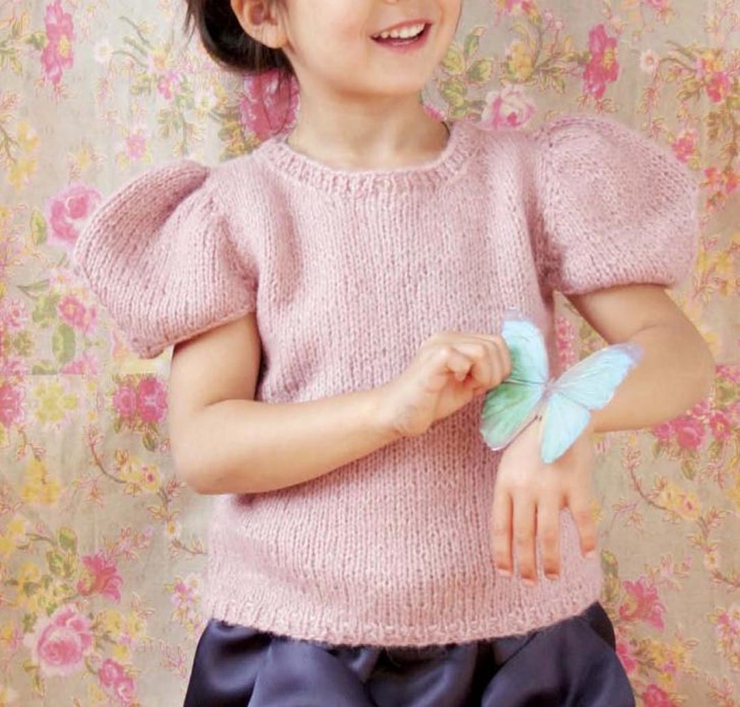 Knitting PATTERN Girls Top Puff Sleeve/ages 3-8 Yrs Old/vintage Knit ...
