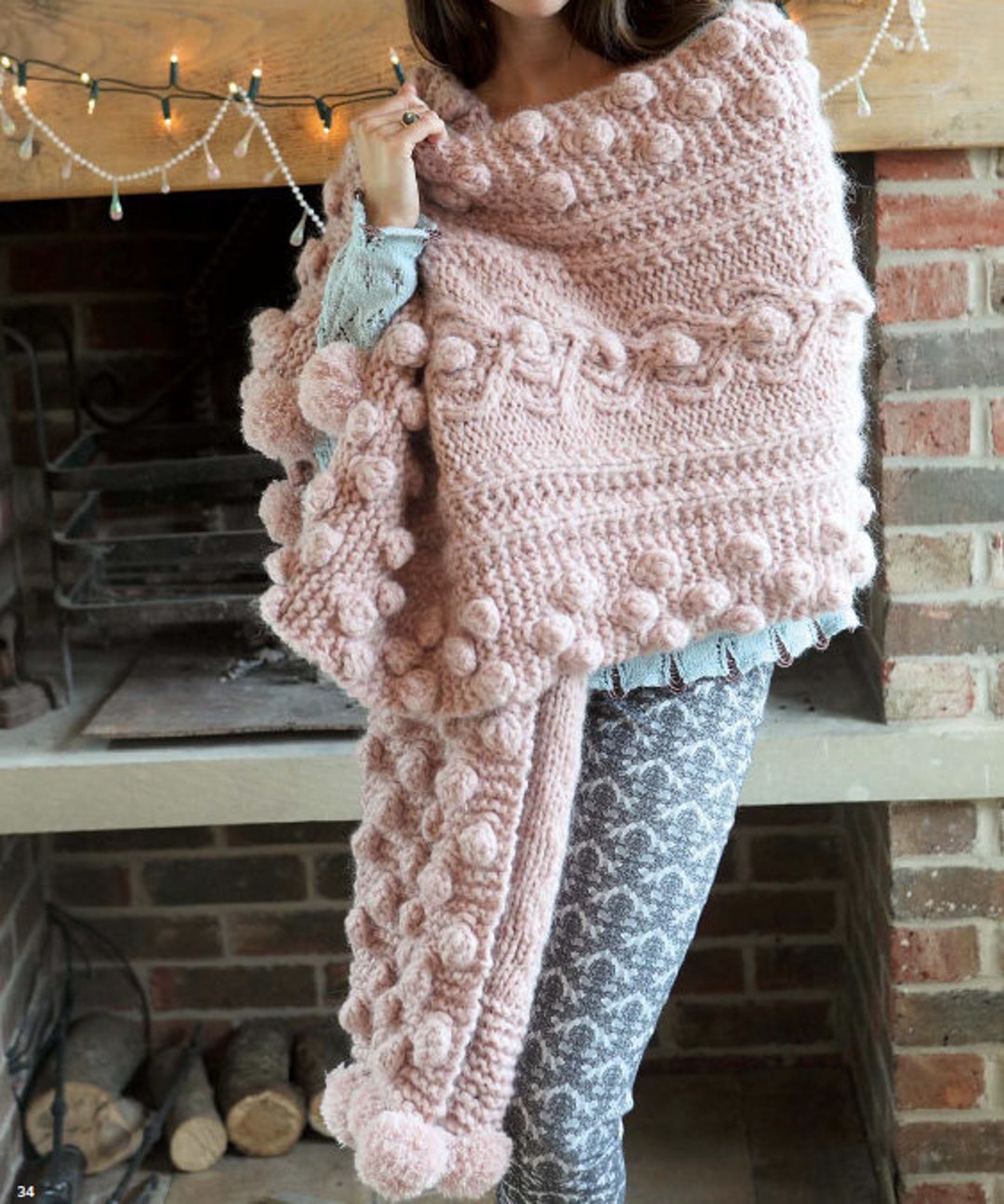 KNITTING PATTERN ⨯ Bobble Scarf Knitting Pattern ⨯ Knit Pattern Pink ...