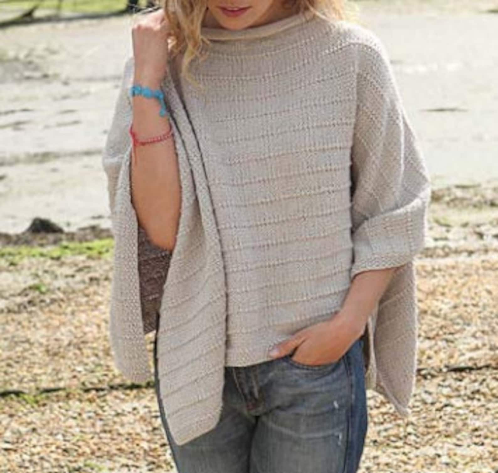 Poncho KNITTING PATTERN Women Instant Download/worsted Medium - Etsy