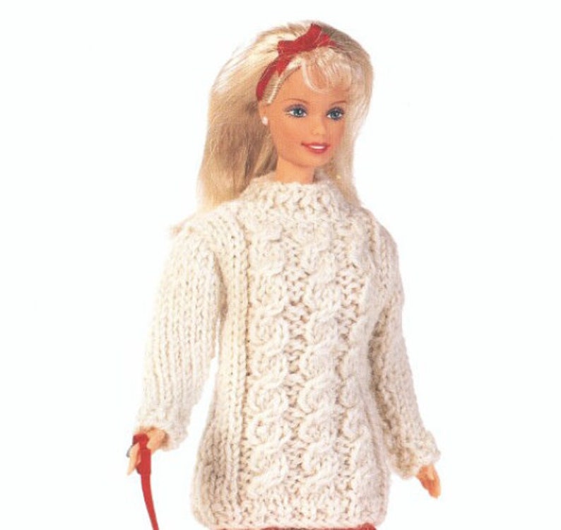 Barbie Cable Sweater KNITTING Pattern/children Barbie Doll - Etsy