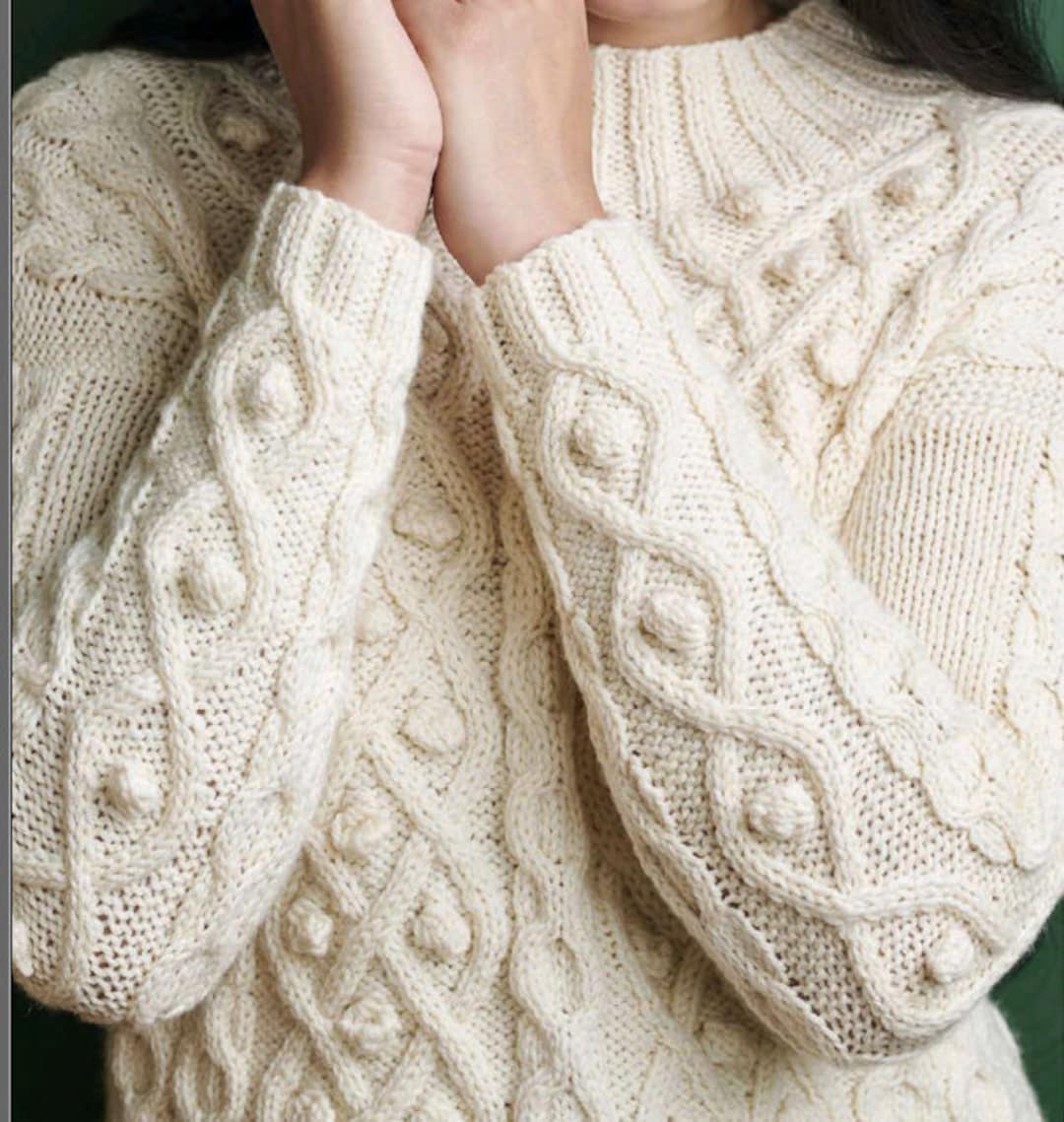 KNIT PATTERN Cable Aran Sweater Women/aran Top Pullover Knitting ...