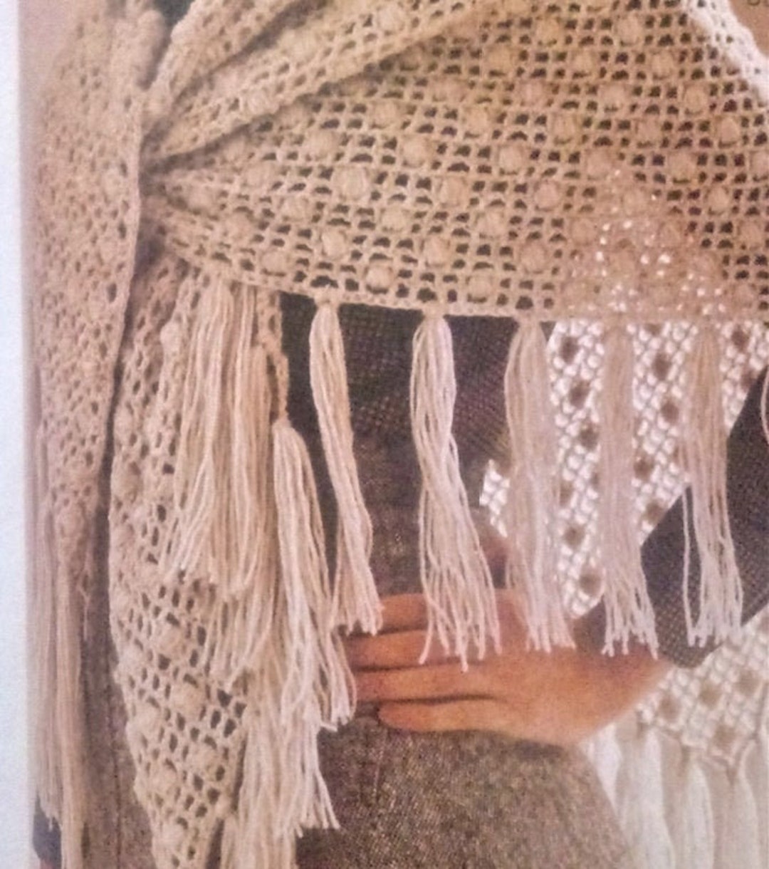 Boho Shawl CROCHET PATTERN Vintage Bobble Shawl/boho Triangle Scarf ...