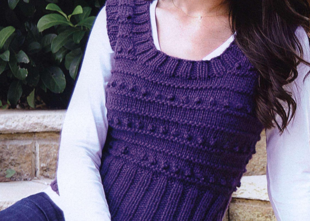 Vest Tank Top KNIT PATTERN Chunky Yarn X Bobble Tank Top Sleeveless ...