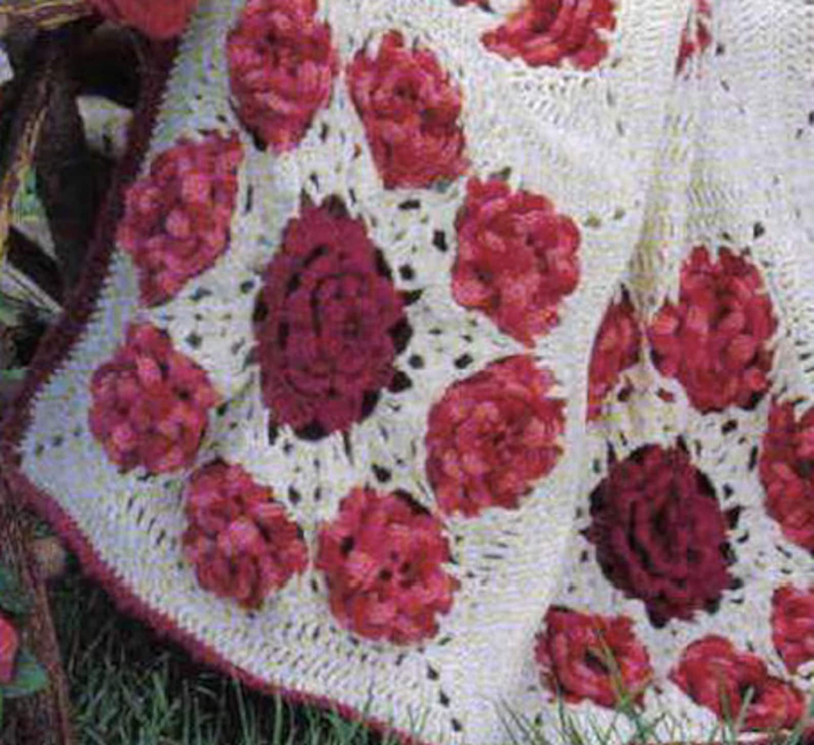 Rose Flower Afghan Throw Blanket Crochet PATTERN Instant PDF - Etsy
