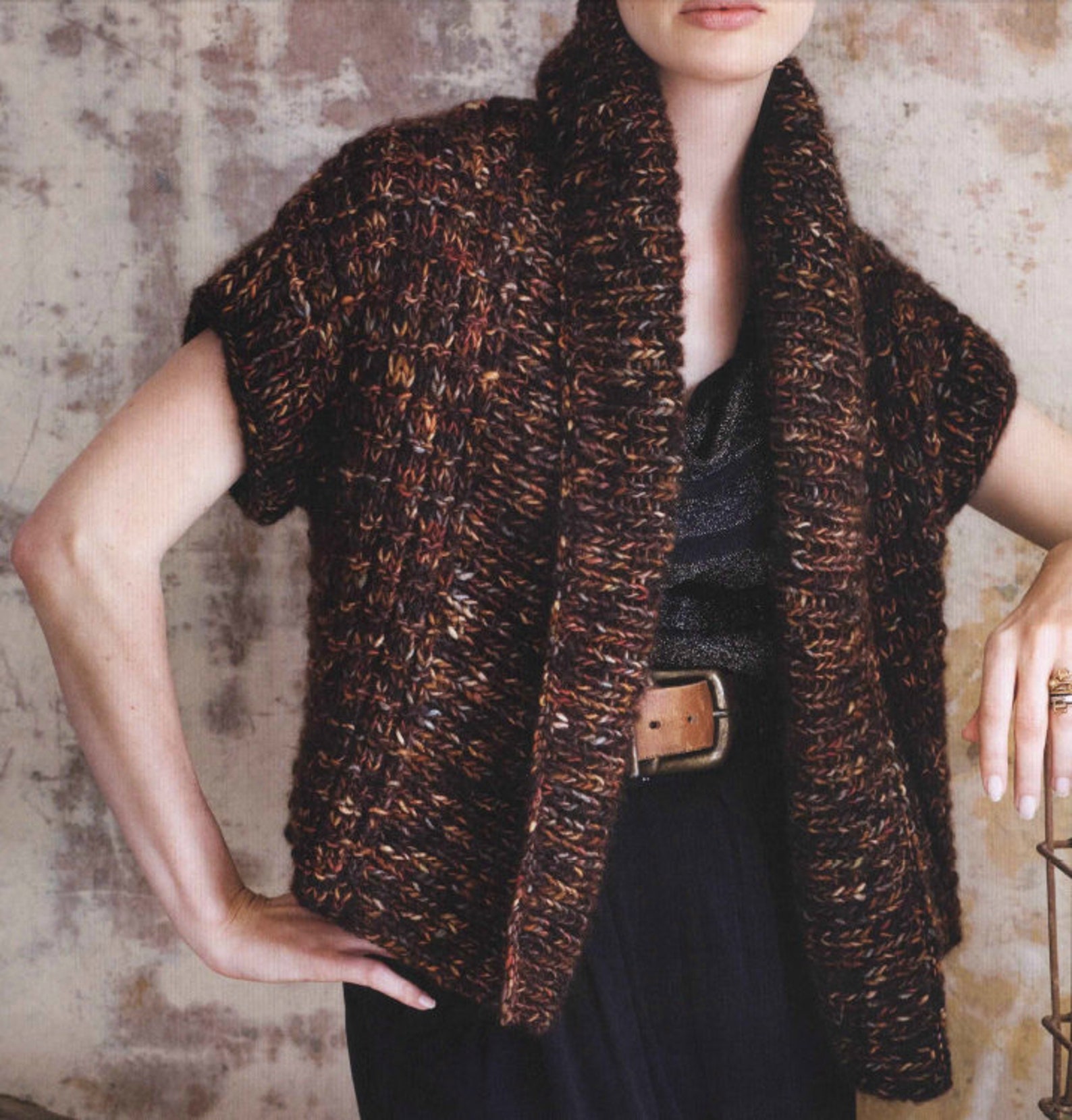 KNITTING PATTERN Easy Short Sleeve Tweed Jacket Women/cardigan Knit ...