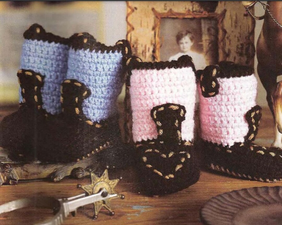 CROCHET PATTERN Baby Booties Cowboy and Cowgirl Style/instant PDF ...