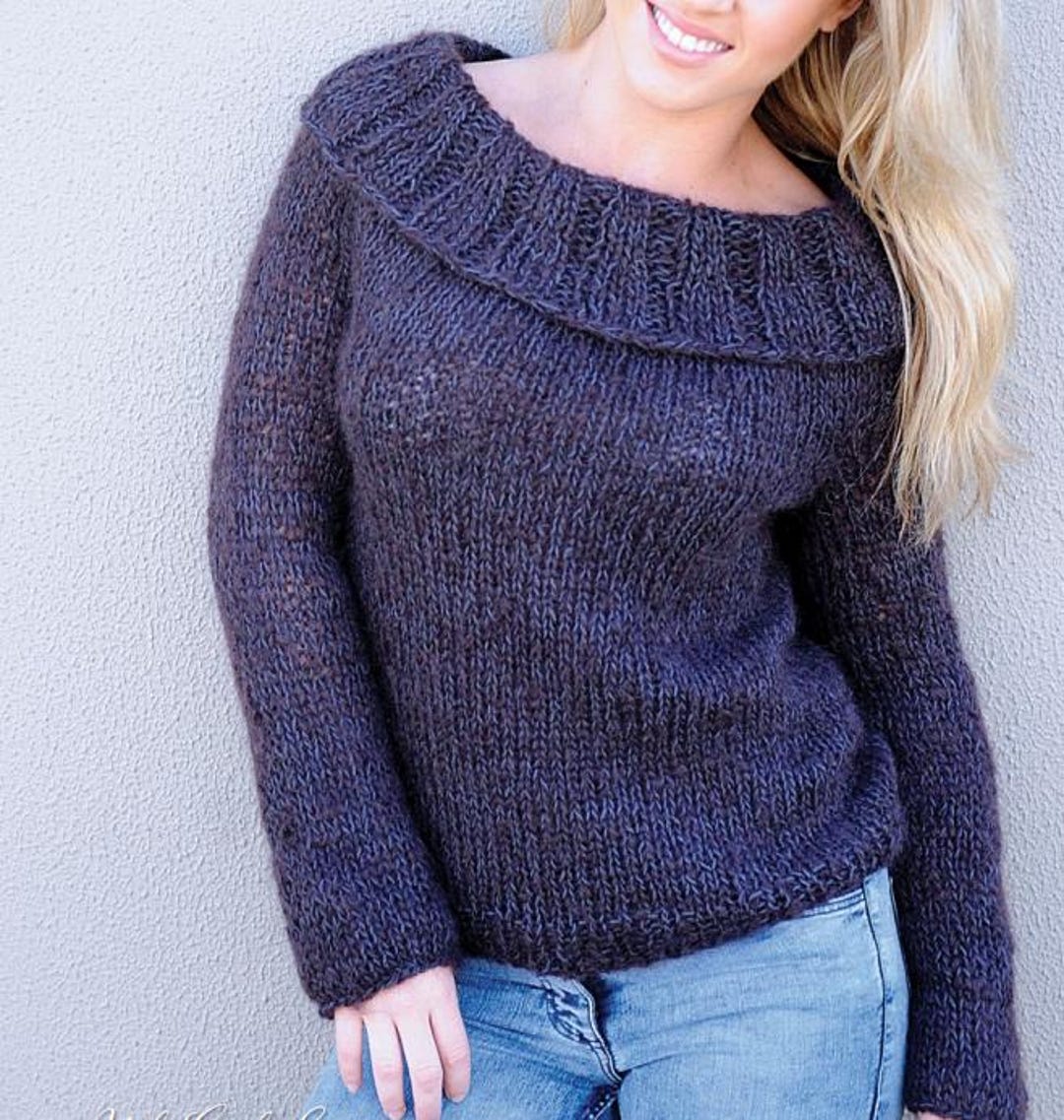 KNITTING PATTERN Easy Boatneck Sweater Pattern, Sport/fine Yarn Easy ...