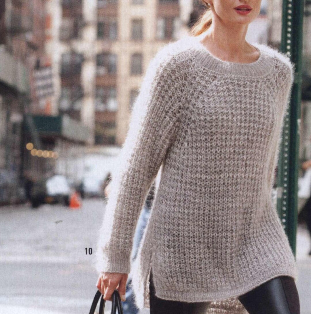 KNITTING PATTERN Ribbed Raglan Sweater Women/chunky Yarn Fisherman Rib ...