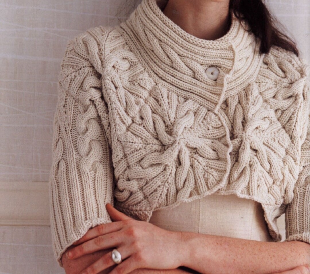 PDF KNITTING PATTERN Cable Cape Women/wedding Shawl Bolero Capelet ...