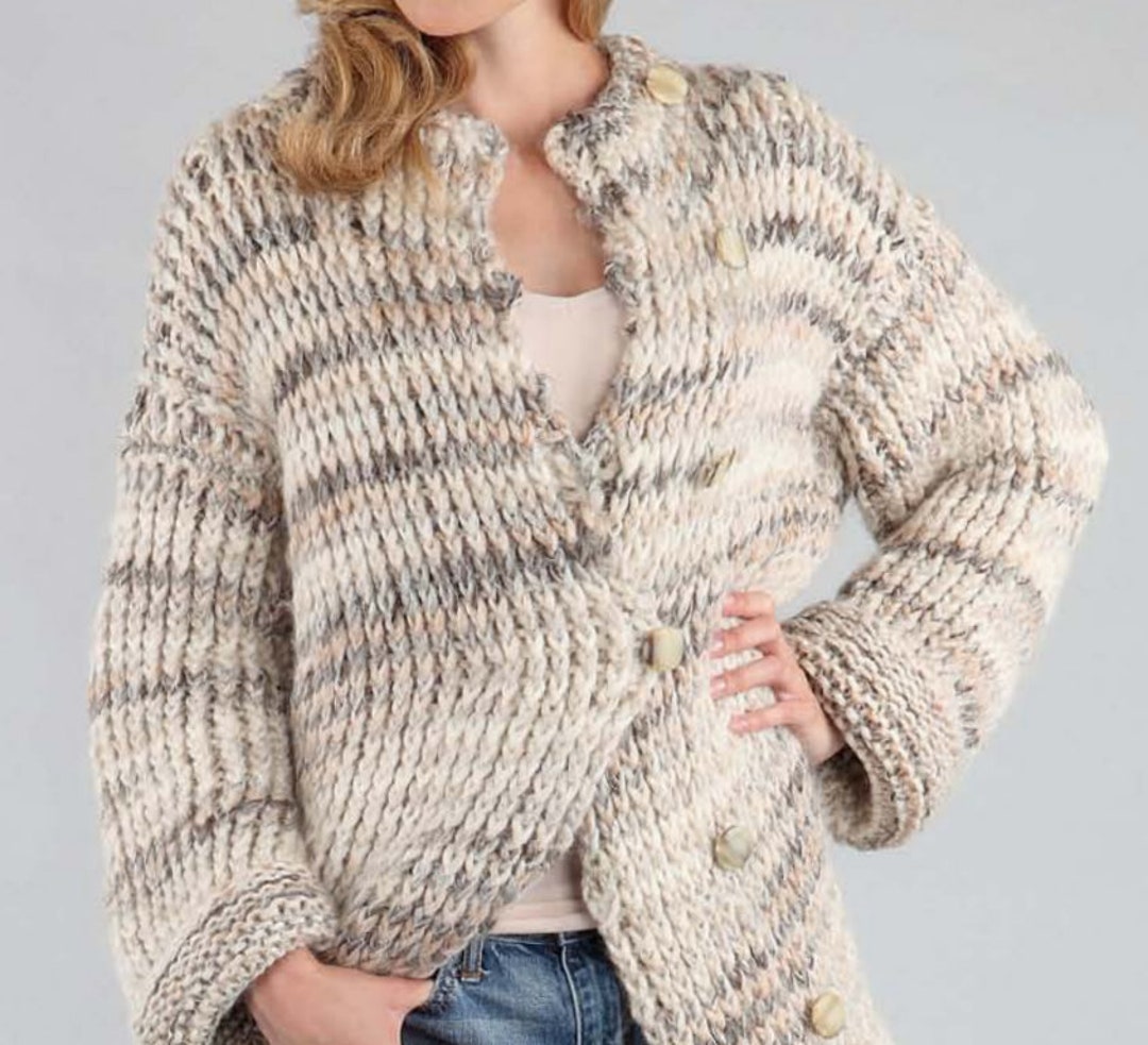 Jacket Coat KNITTING Pattern/super Chunky Yarn Jacket Cardigan Knit ...