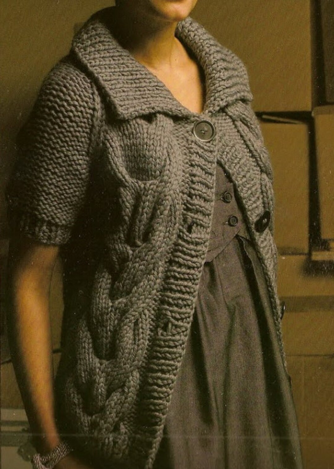 PDF KNITTING PATTERN Jacket Cardigan Women/super Chunky Yarn Knit Short ...