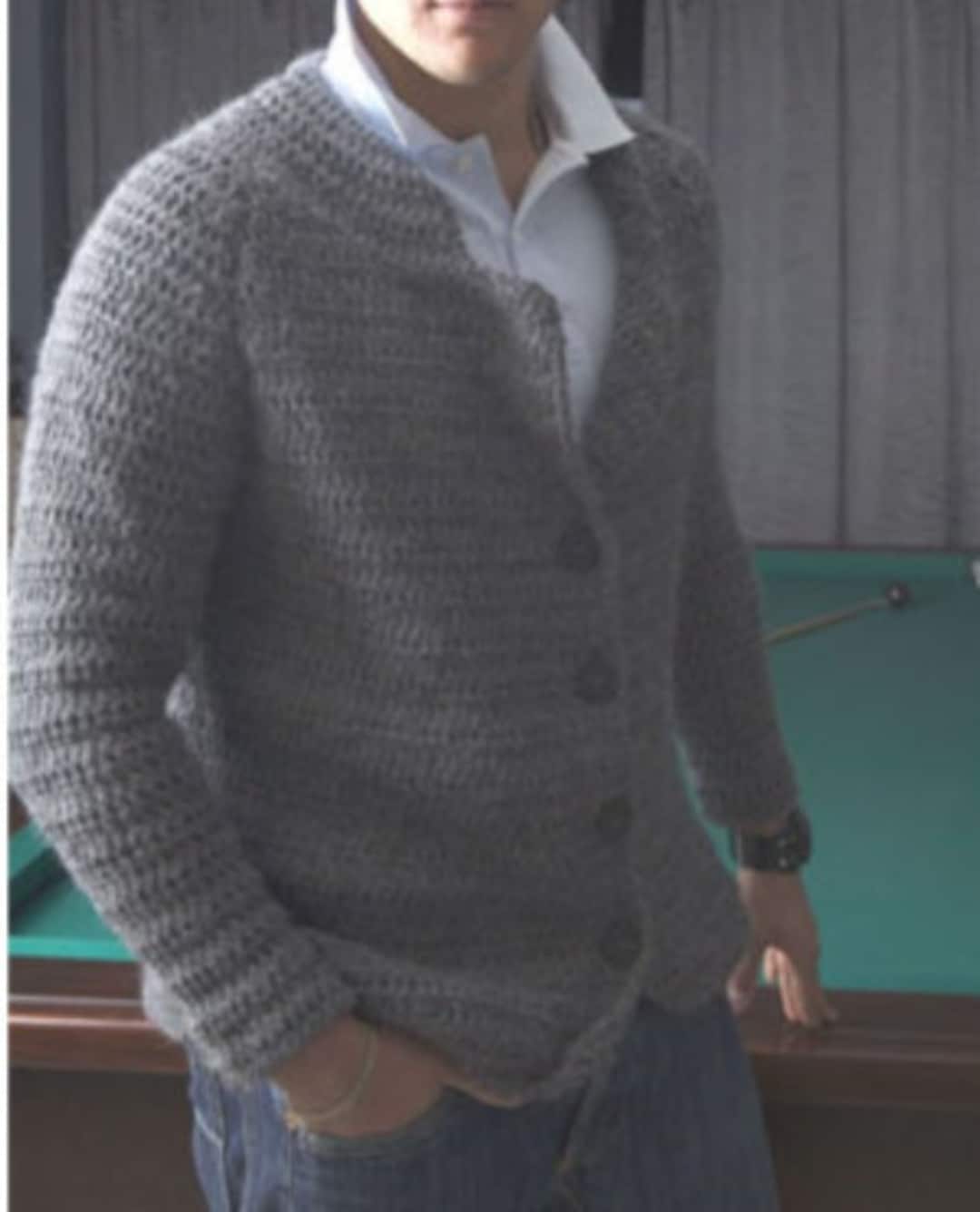 PDF CROCHET PATTERN Easy Men's Jacket Coat -- Bulky Yarn -- Simple ...