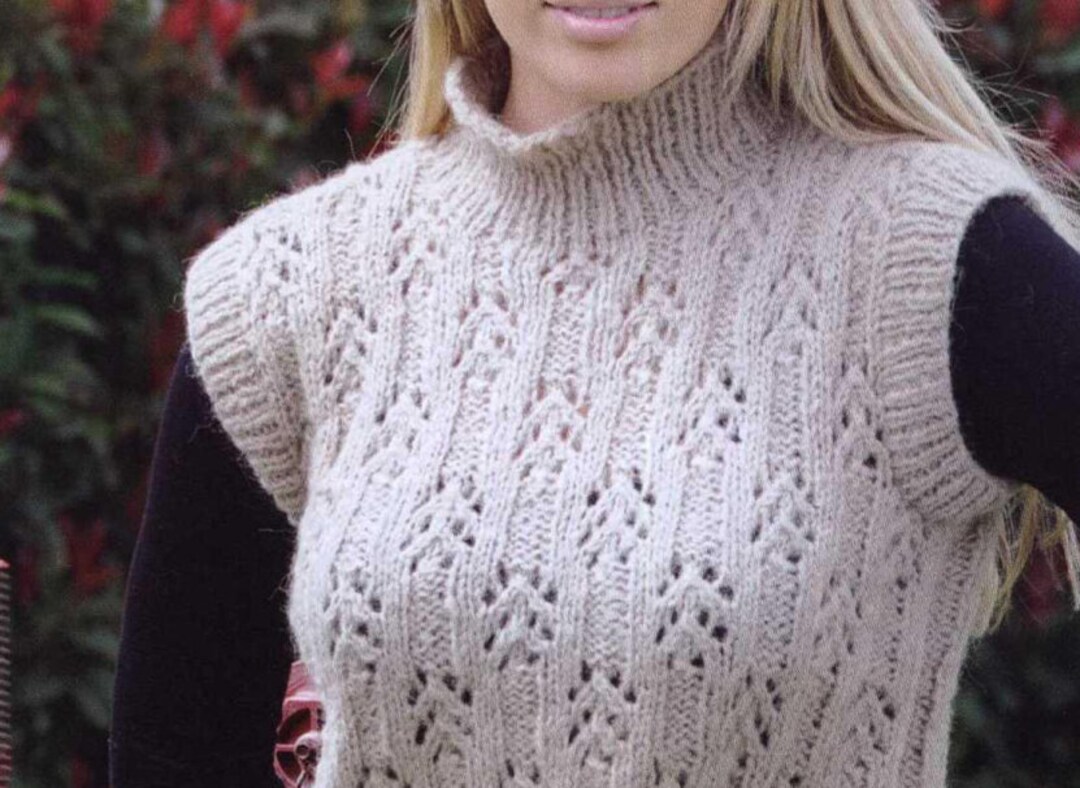 Vest Top KNIT PATTERN Chunky Yarn X Tank Top Sleeveless Sweater Women ...