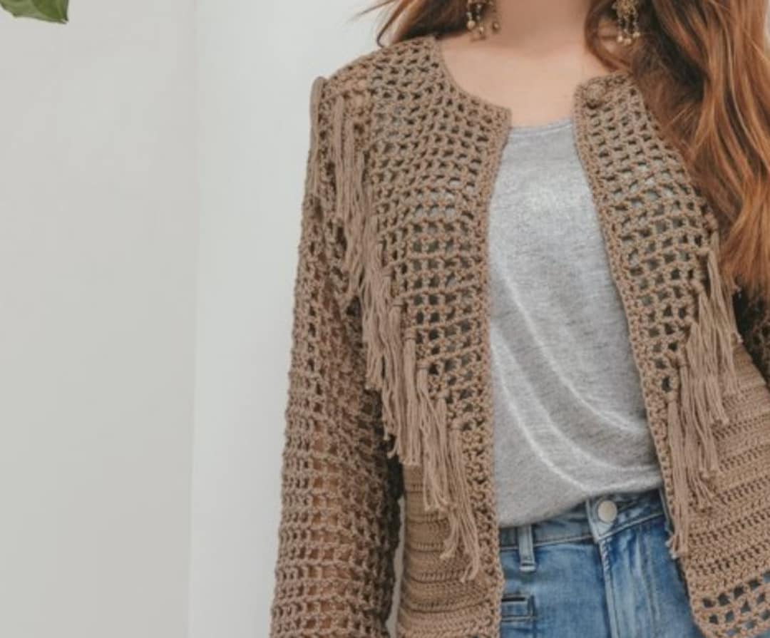 CROCHET PATTERN Boho Jacket Coat Women/cotton Dk Yarn/instant PDF ...