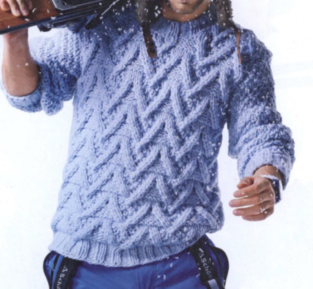 KNITTING PATTERN Men Sweater Top Cables -- Men's Knit Jumper Pullover ...