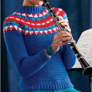 Fair Isle Sweater CROCHET PATTERN Women/aran Medium Yarn/vintage ...