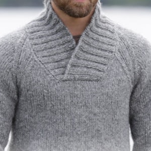 Men's Sweater PDF KNITTING PATTERN Men's Top Raglan Collar -- Aran Yarn ...
