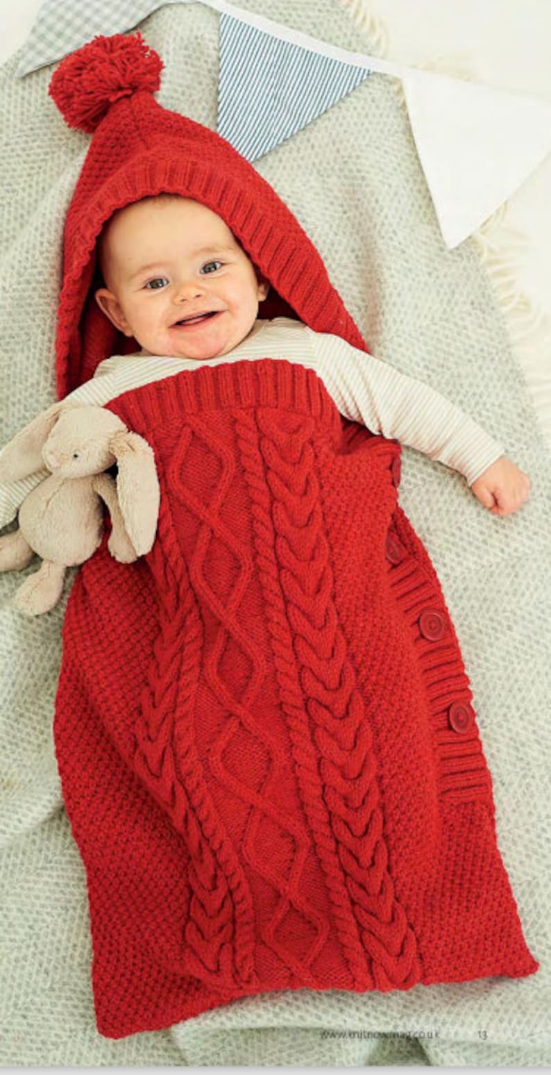 Baby Cocoon Sleeping Sack Bag PDF KNITTING PATTERN - Dk Yarn - 0-9m, 9 ...