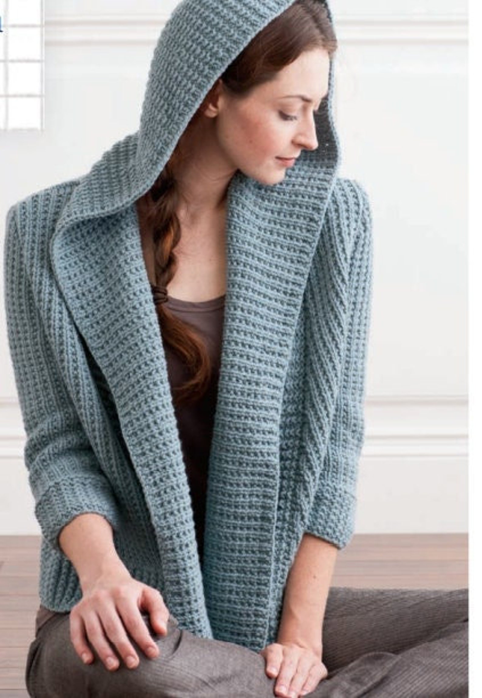 KNITTING PATTERN PDF Hoodie Jacket Cardie/worsted Medium Yarn | Etsy