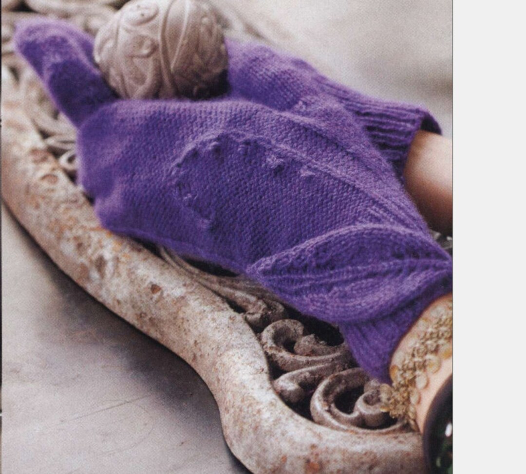 KNITTING PATTERN Mittens Leaf Motif Lace Yarn Knit Gloves Mits Mittens ...