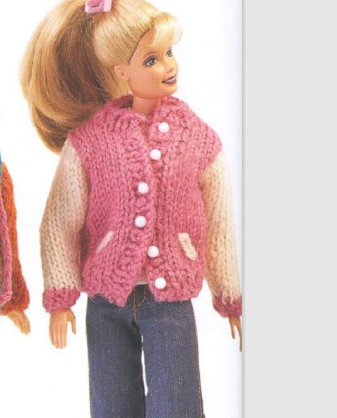 Barbie Jacket KNITTING Pattern/3-ply Yarn Barbie Doll Vintage Knit ...