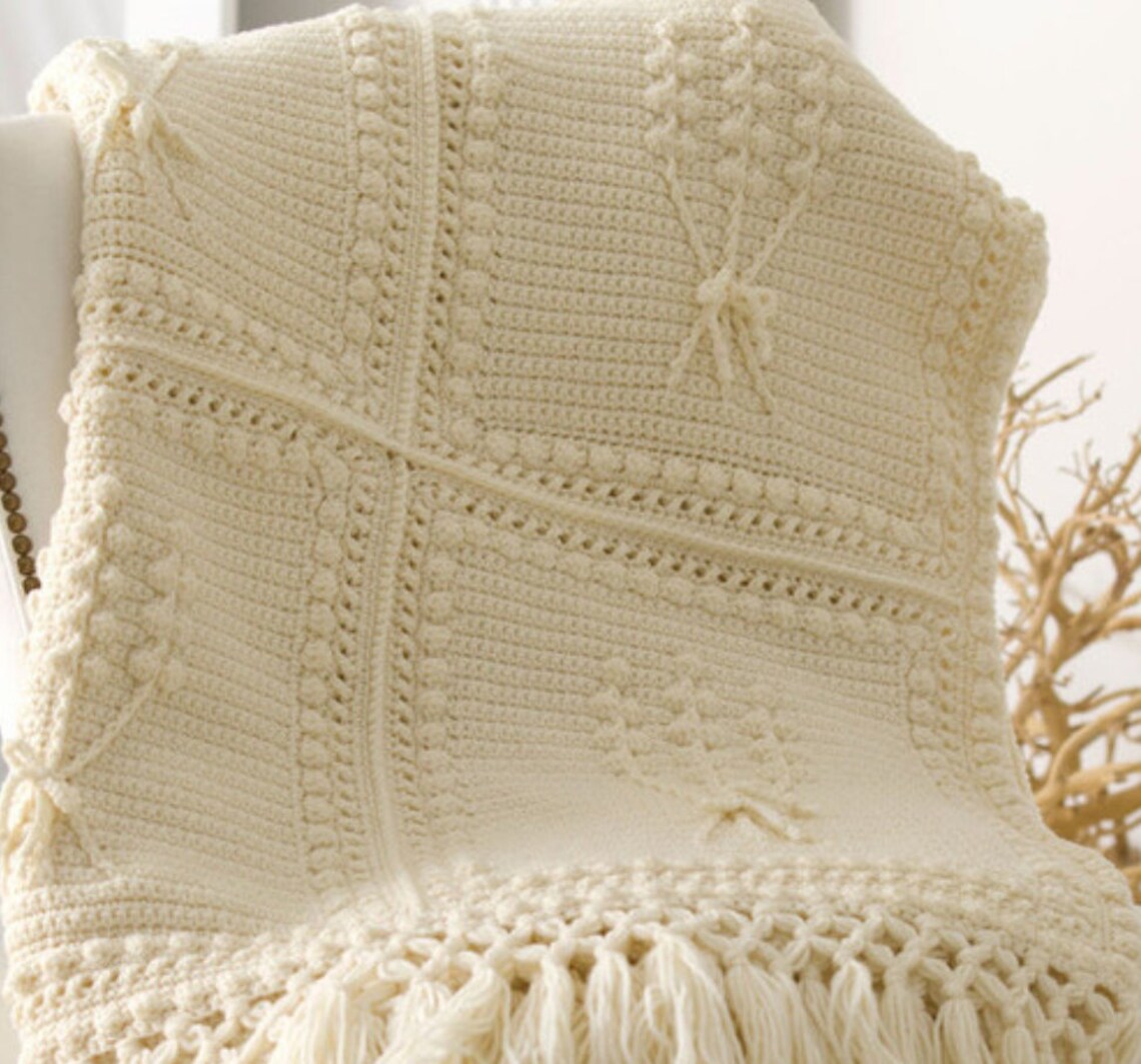 PDF Crochet PATTERN Aran Throw Afghan/medium Yarn/instant - Etsy