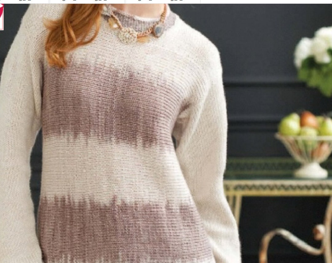 Ombre Sweater KNITTING PATTERN Vintage - Aran/medium/worsted Yarn ...