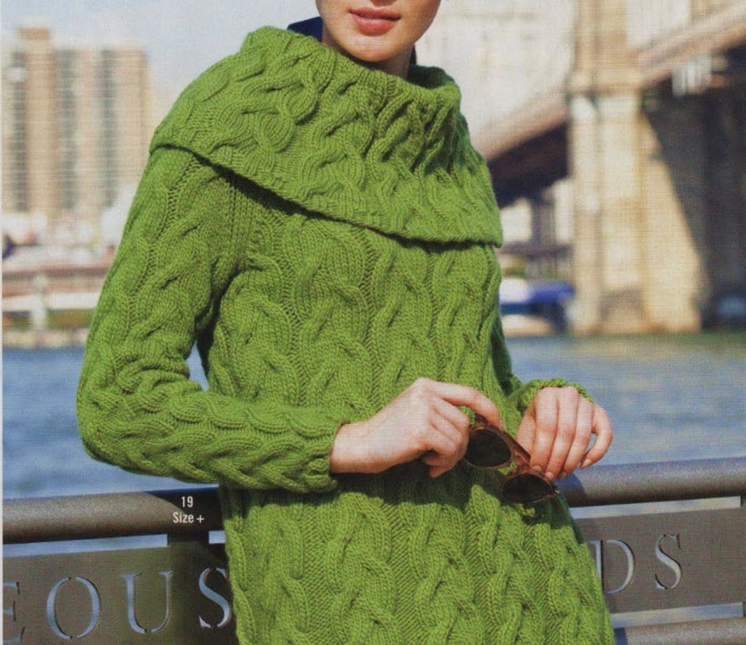 Cable Sweater KNITTING PATTERN Women Cowl Neck/worsted Medium Yarn ...