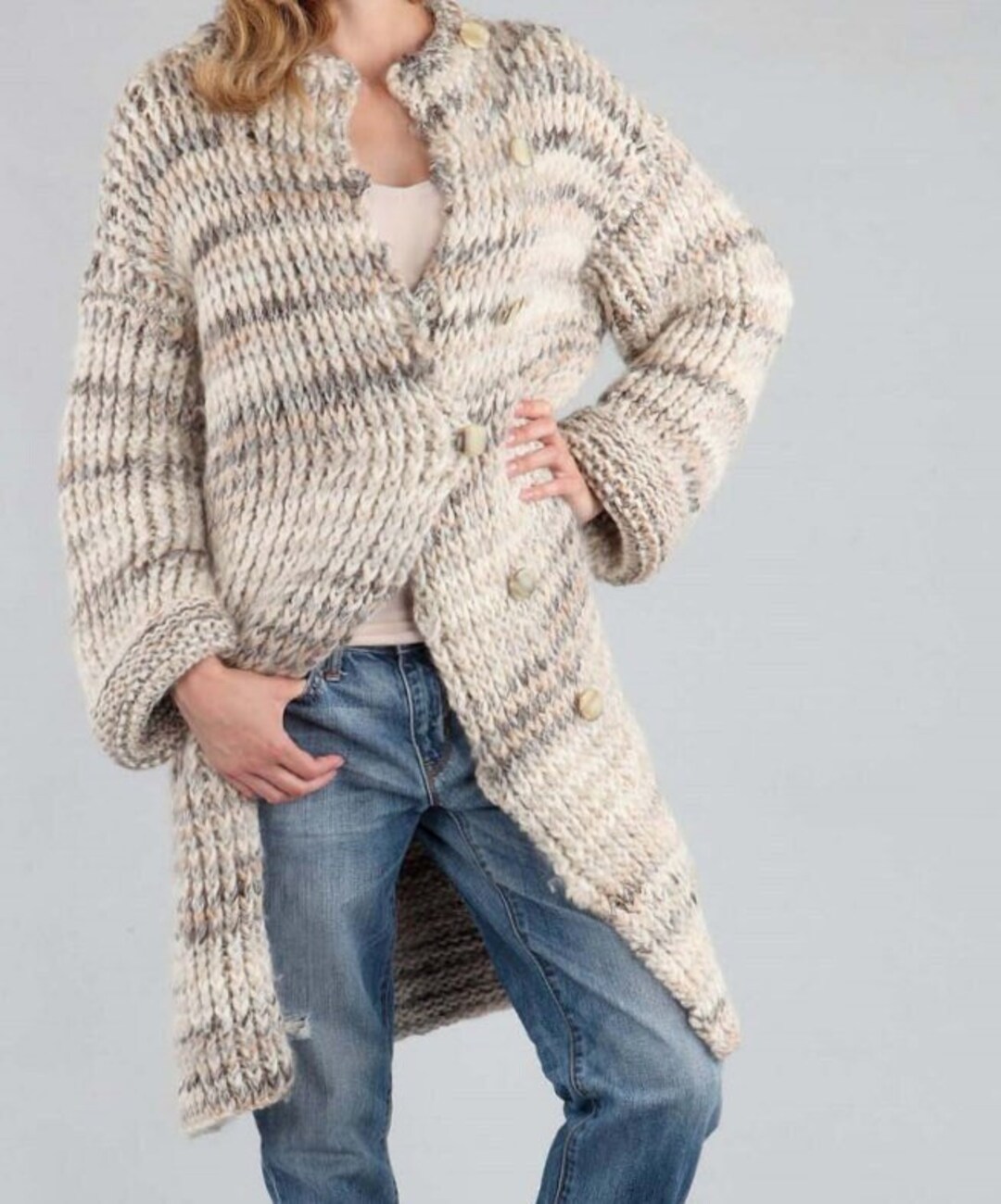 Ribbed Coat KNITTING PATTERN Jacket/super Chunky Yarn Jacket Cardigan ...