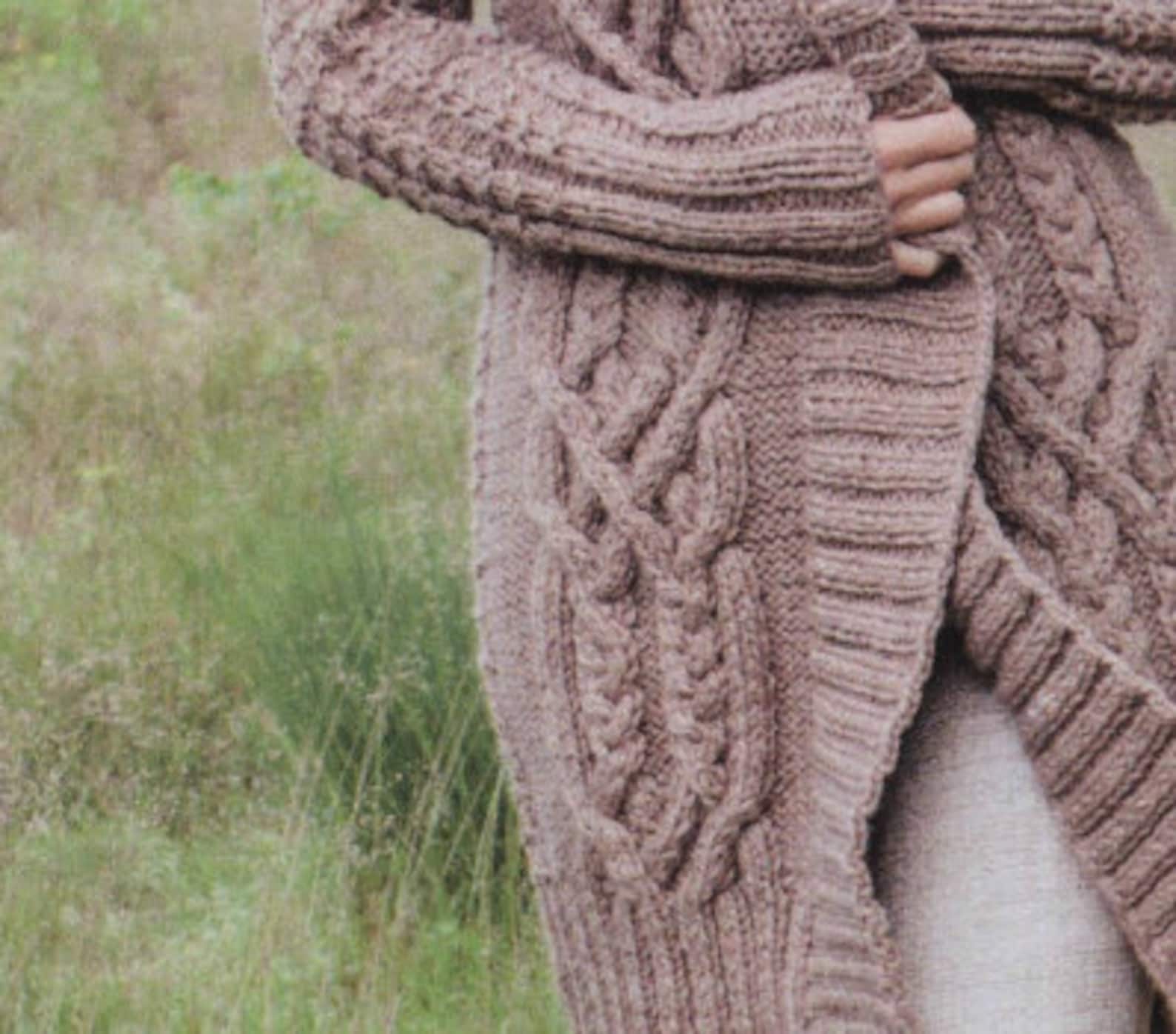 KNITTING PATTERN Aran Cable Coat Jacket Chunky Sweater Women/cable ...